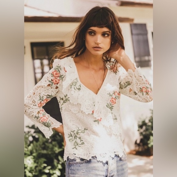 SAYLOR | Tops | New Saylor Marley Floral Embroidered Rufflelace Top ...